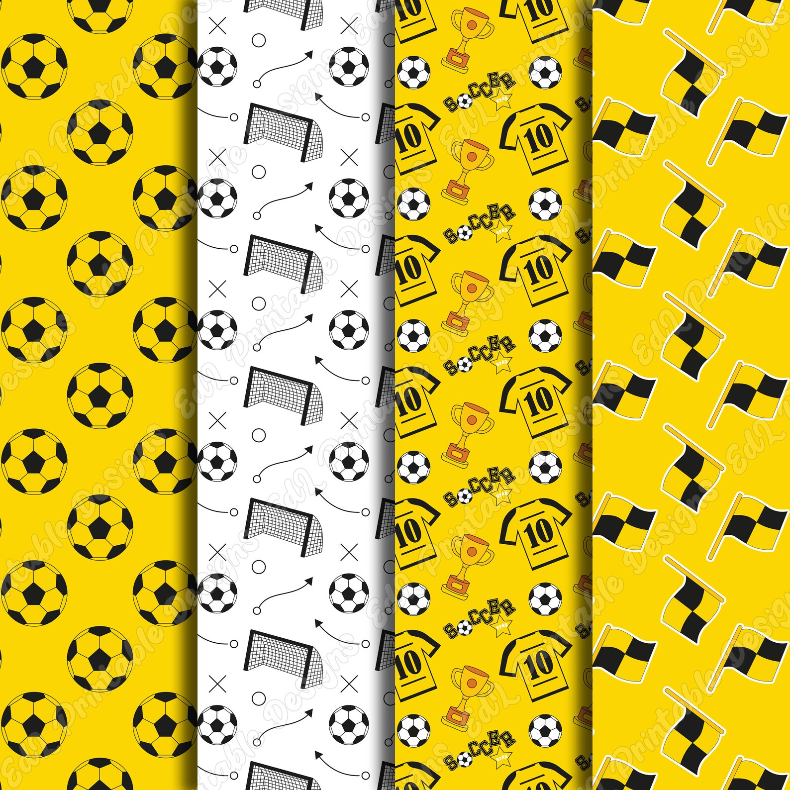 Yellow Soccer Ball Digital Paper, Sports Theme (digital Download) - Etsy