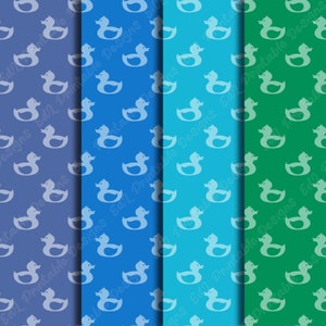Tinted Rubber Duck Digital Paper, Toy Printable Background, Baby Boy ...