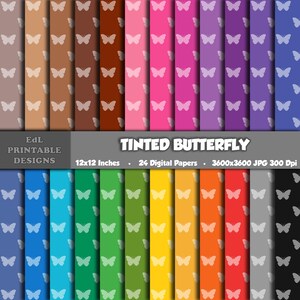 Tinted Butterfly Digital Paper, Butterflies Printable Background ...
