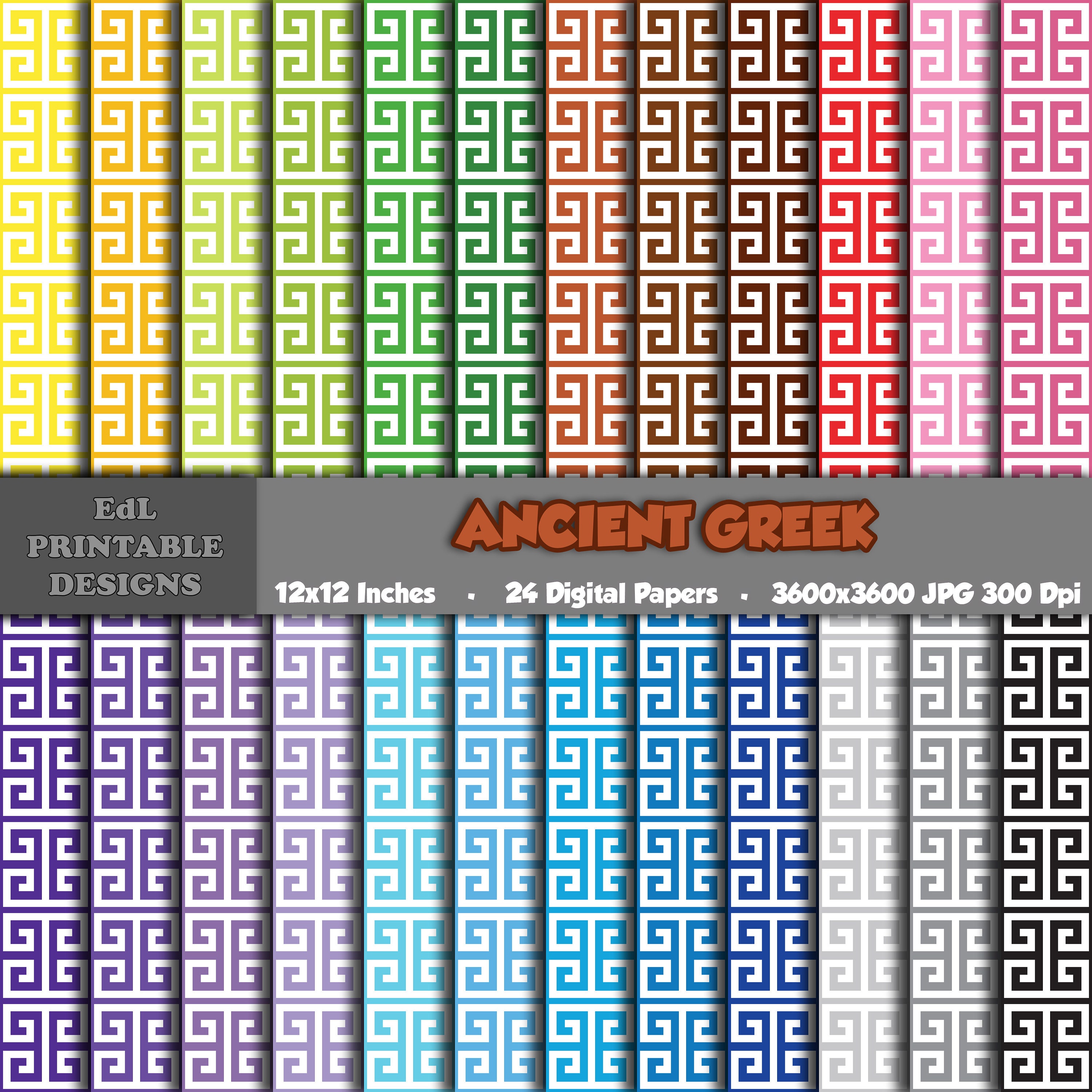 Ancient Greek Digital Paper, Greek Key Printable Background ...