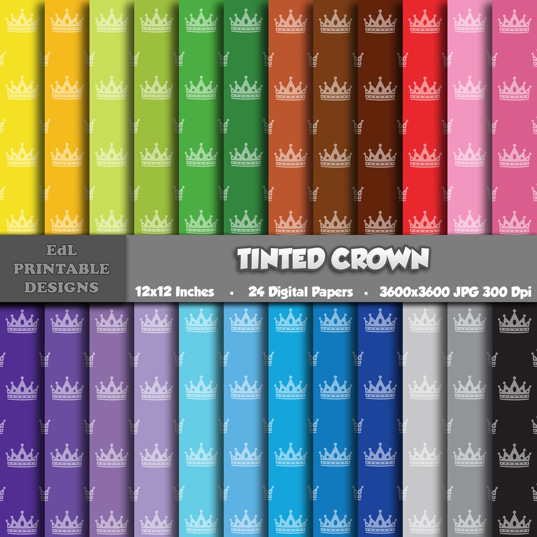 Tinted Crown Digital Paper, Royal King Printable Background, Princess ...