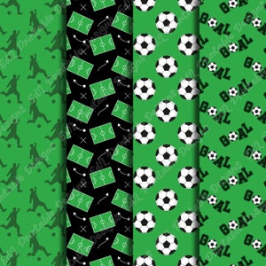 Soccer Digital Paper, Football Printable Background, Green Soccer Ball ...