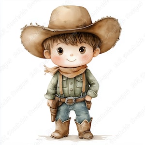 20 Cute Little Cowboy Clip Art, Watercolor Western Printable Image ...