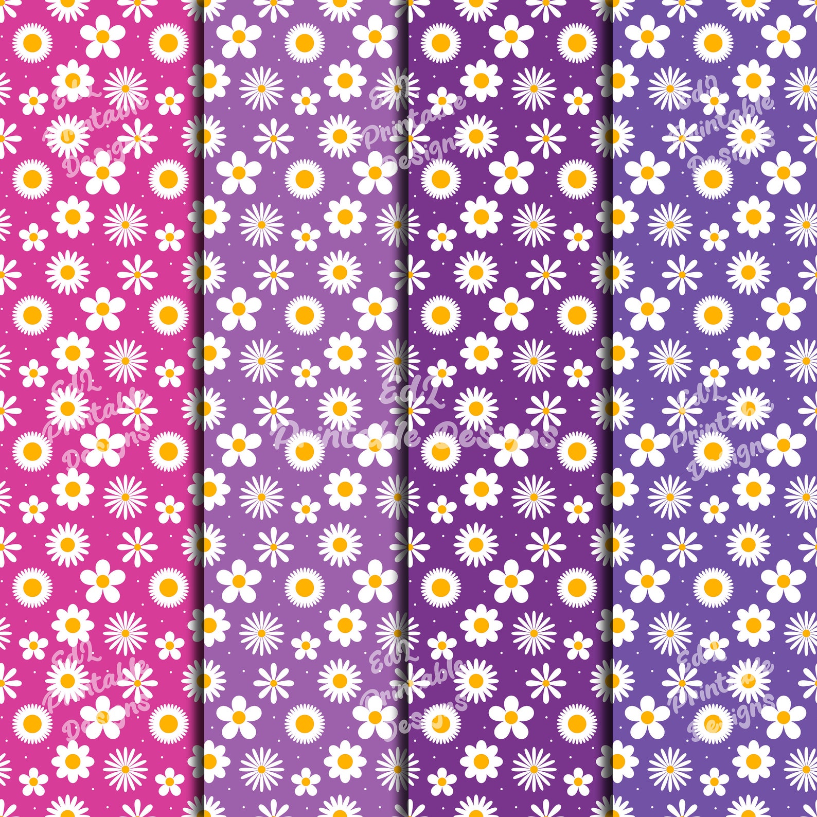 Summer Daisy Digital Paper, Daisies Printable Background, Blossom ...