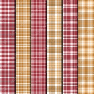 Gold and Red, Burgundy Plaid Digital Papers, Tartan Printable ...