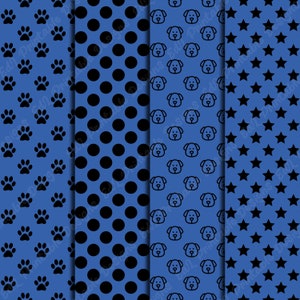 Blue and Black Dog Patterns Digital Paper, Animal Prints Background ...