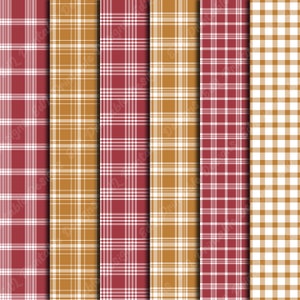 Gold and Red, Burgundy Plaid Digital Papers, Tartan Printable ...
