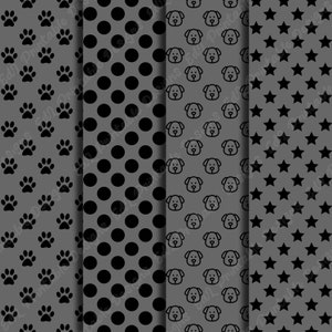 Gray and Black Dog Patterns Digital Paper, Animal Prints Background ...