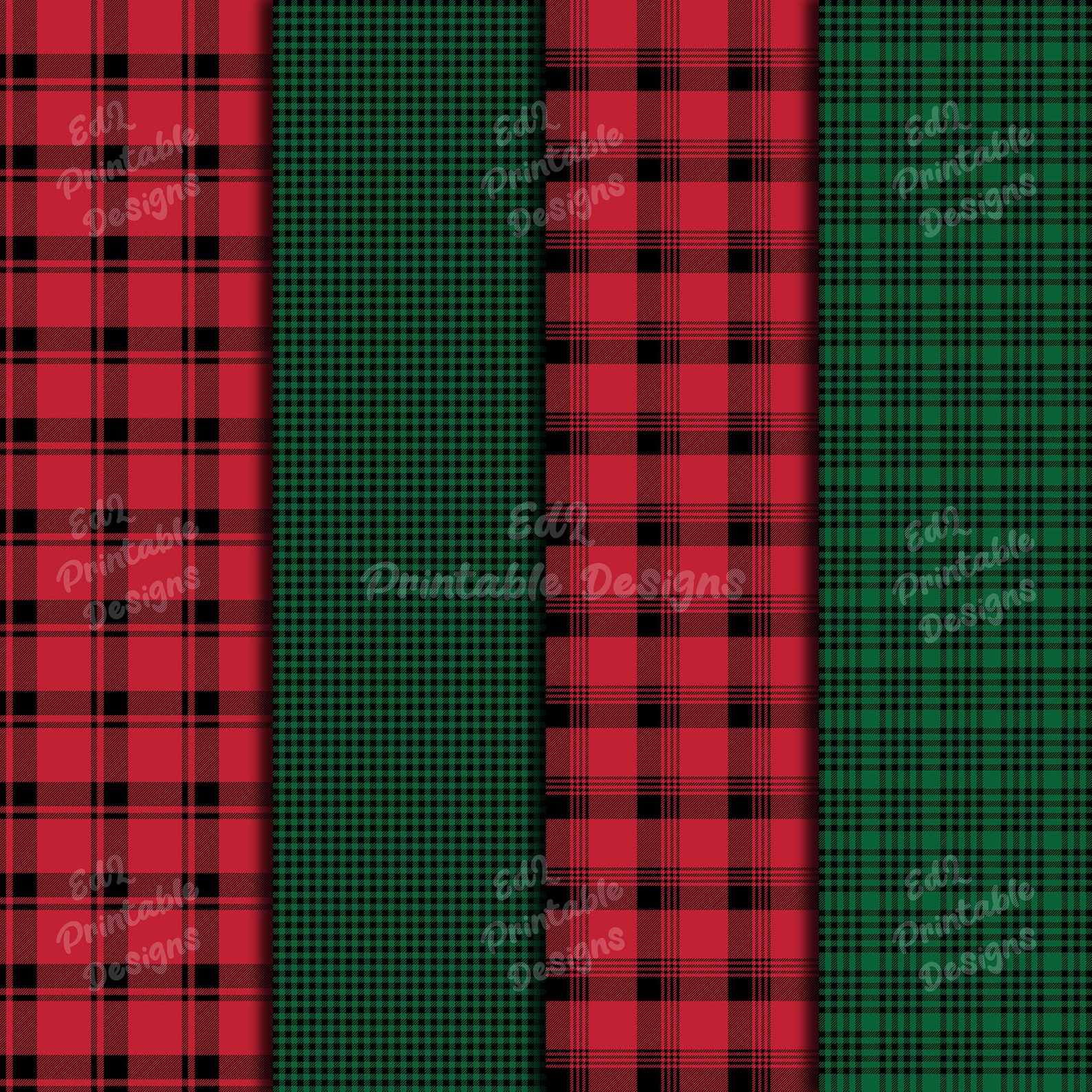 Christmas Buffalo Plaid Digital Paper, Green & Red, Scrapbook (digital ...