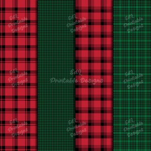 Christmas Buffalo Plaid Digital Paper, Green & Red, Scrapbook (digital ...