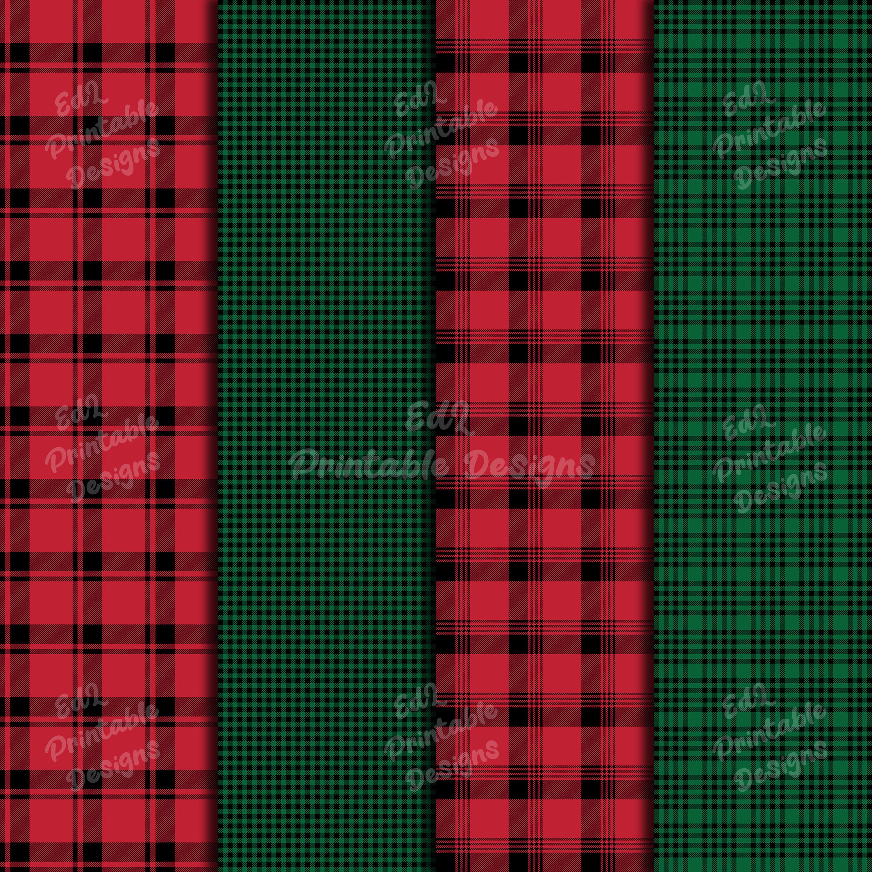Christmas Buffalo Plaid Digital Paper, Green & Red, Scrapbook (digital ...