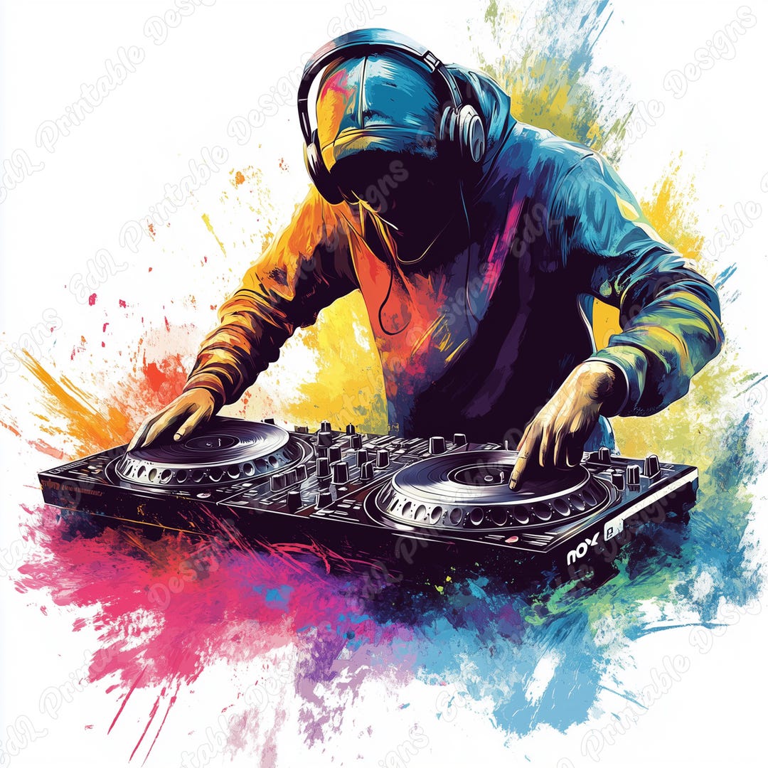 20 Watercolor DJ Clip Art, Disc Jockey Printable Images, DJ Mixer Music ...