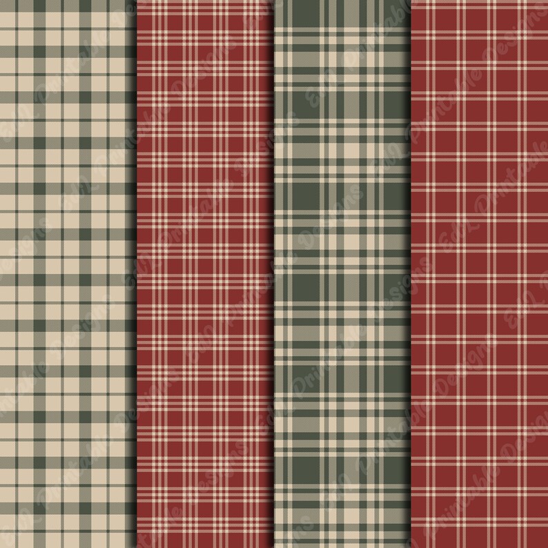 Christmas Buffalo Plaid Digital Paper, Green and Red Tartan (digital ...