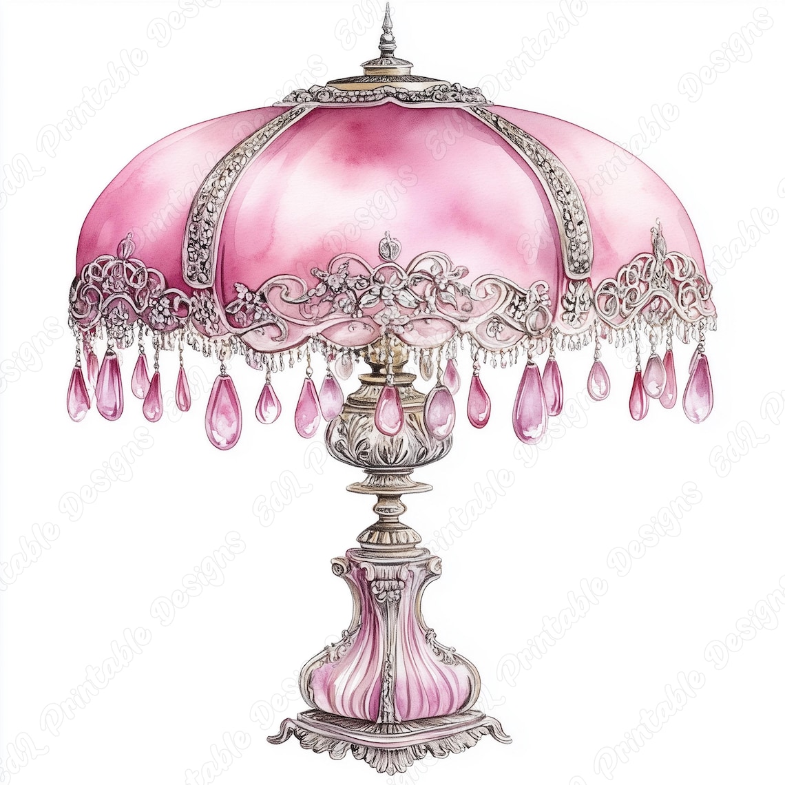 Victorian Lamp Clipart, Watercolor Antique Bedside Lamps Images ...