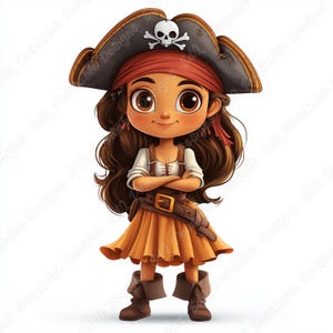 20 Cute Pirate Girl Clip Art, Cartoon Pirate Kid Printable Image ...