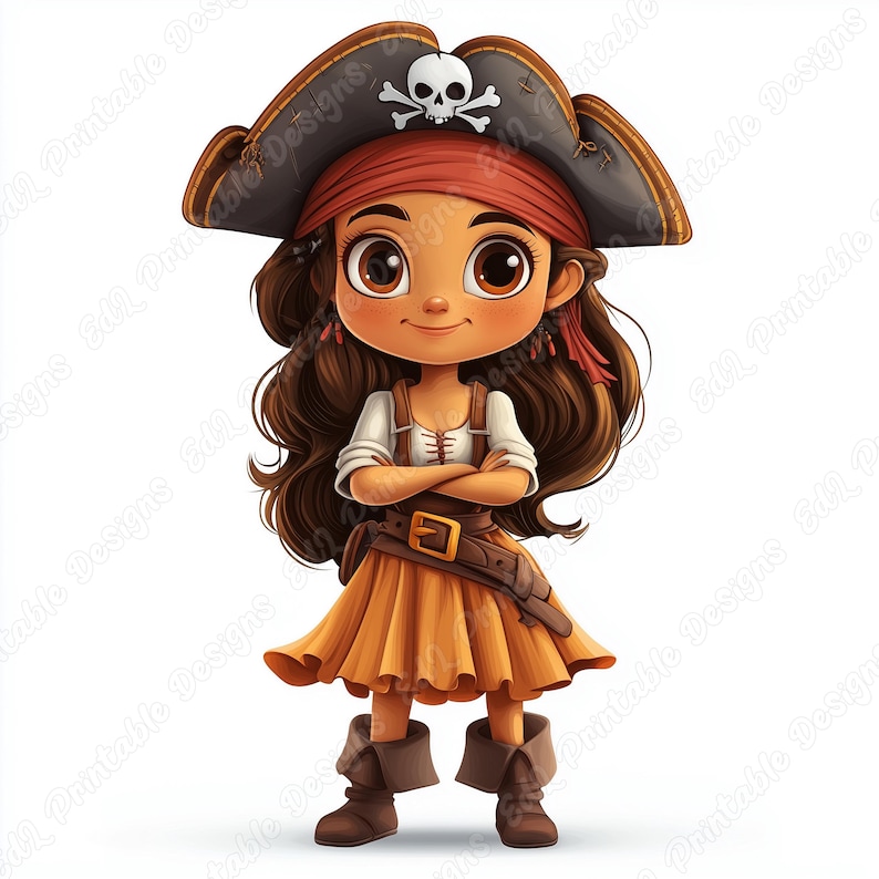 20 Cute Pirate Girl Clip Art, Cartoon Pirate Kid Printable Image ...