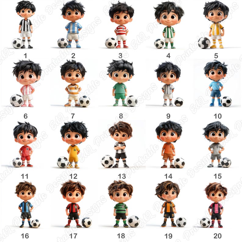 Soccer Boy Clip Art, Kids Football, Scrapbook Paper Crafts (JPG Digital ...