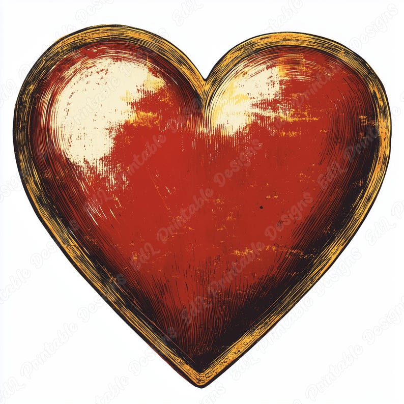 Distressed Heart Clip Art, Shabby Chic Valentine's Day, Grunge ...