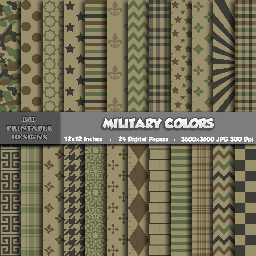Military Colors Digital Pattern Paper, Camouflage Printable Background ...