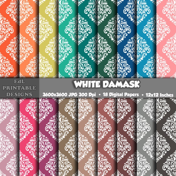 White Damask - Etsy