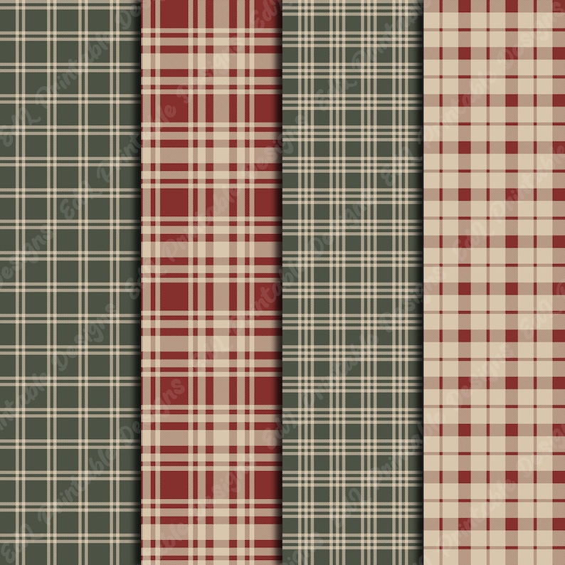 Christmas Buffalo Plaid Digital Paper, Green and Red Tartan (digital ...