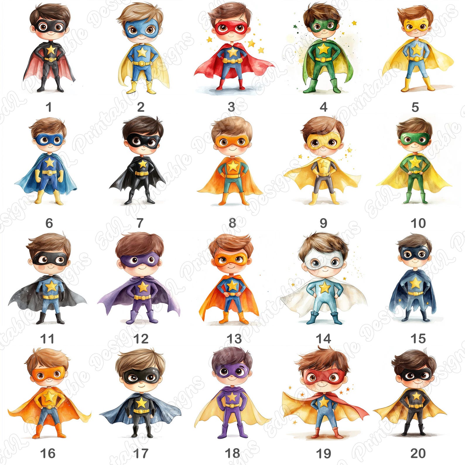 Superhero Boy Clip Art, Watercolor Style (digital Download) - Etsy
