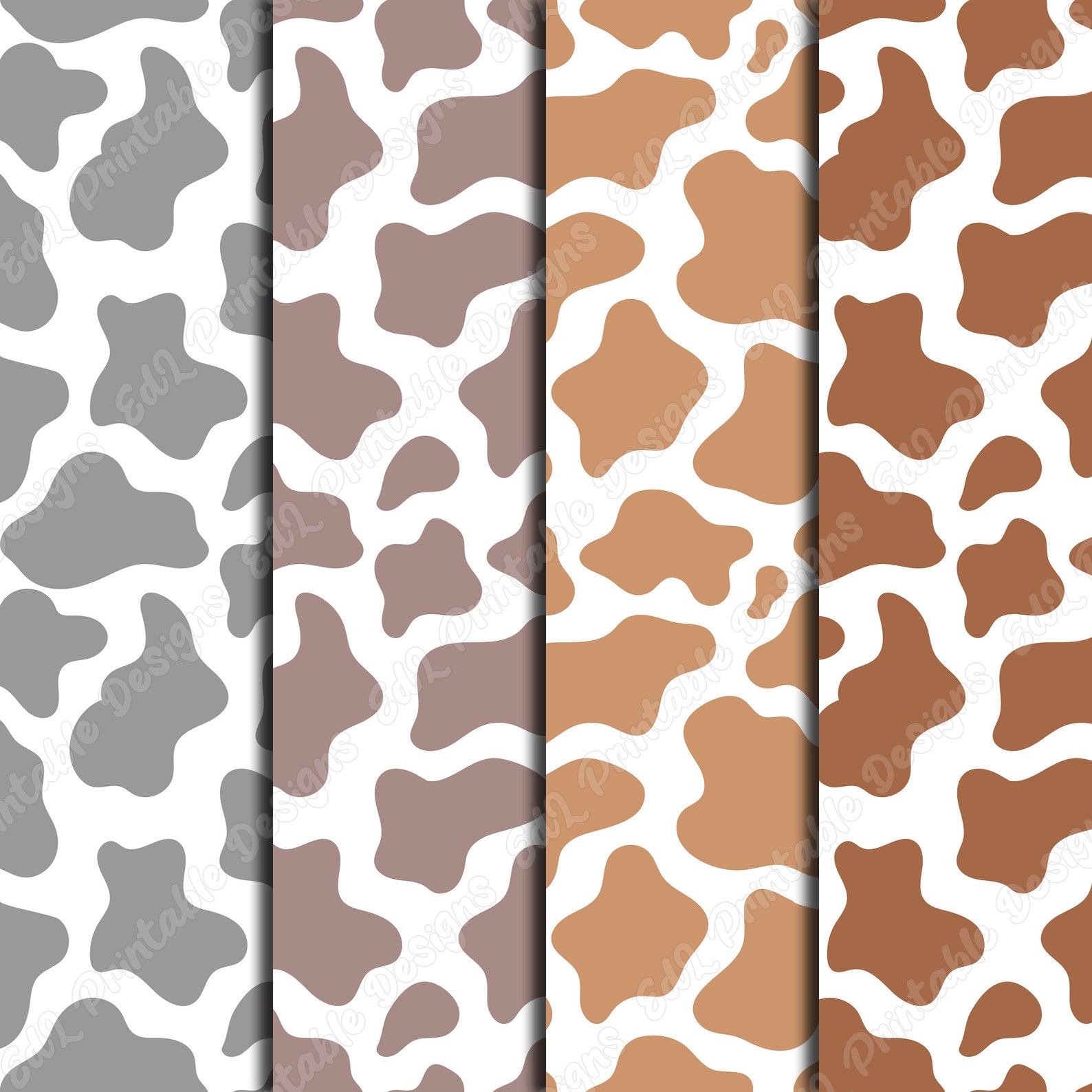 Colorful Cow Print Digital Paper, Animal Print Printable Background ...