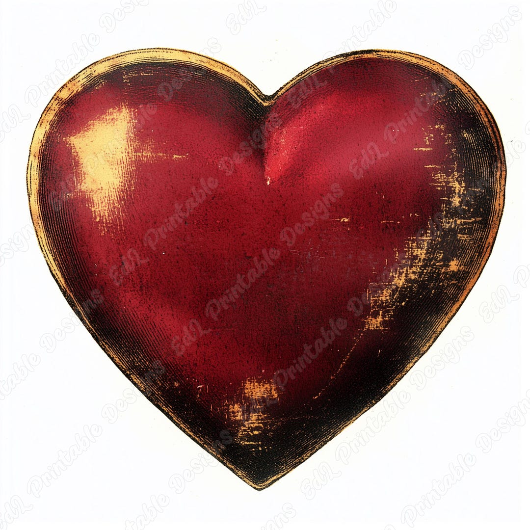 20 Distressed Hearts Clip Art, Grunge Heart Printable Image, Vintage ...