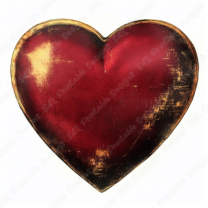 Distressed Heart Clip Art, Shabby Chic Valentine's Day, Grunge ...