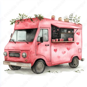 Watercolor Food Truck Clipart, Mobile Kitchen Illustration (JPG Bundle ...
