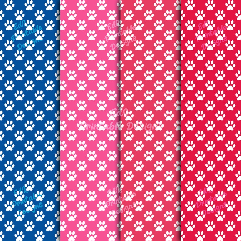 Paw Print Digital Paper Pack Animal Paw Printable Background - Etsy