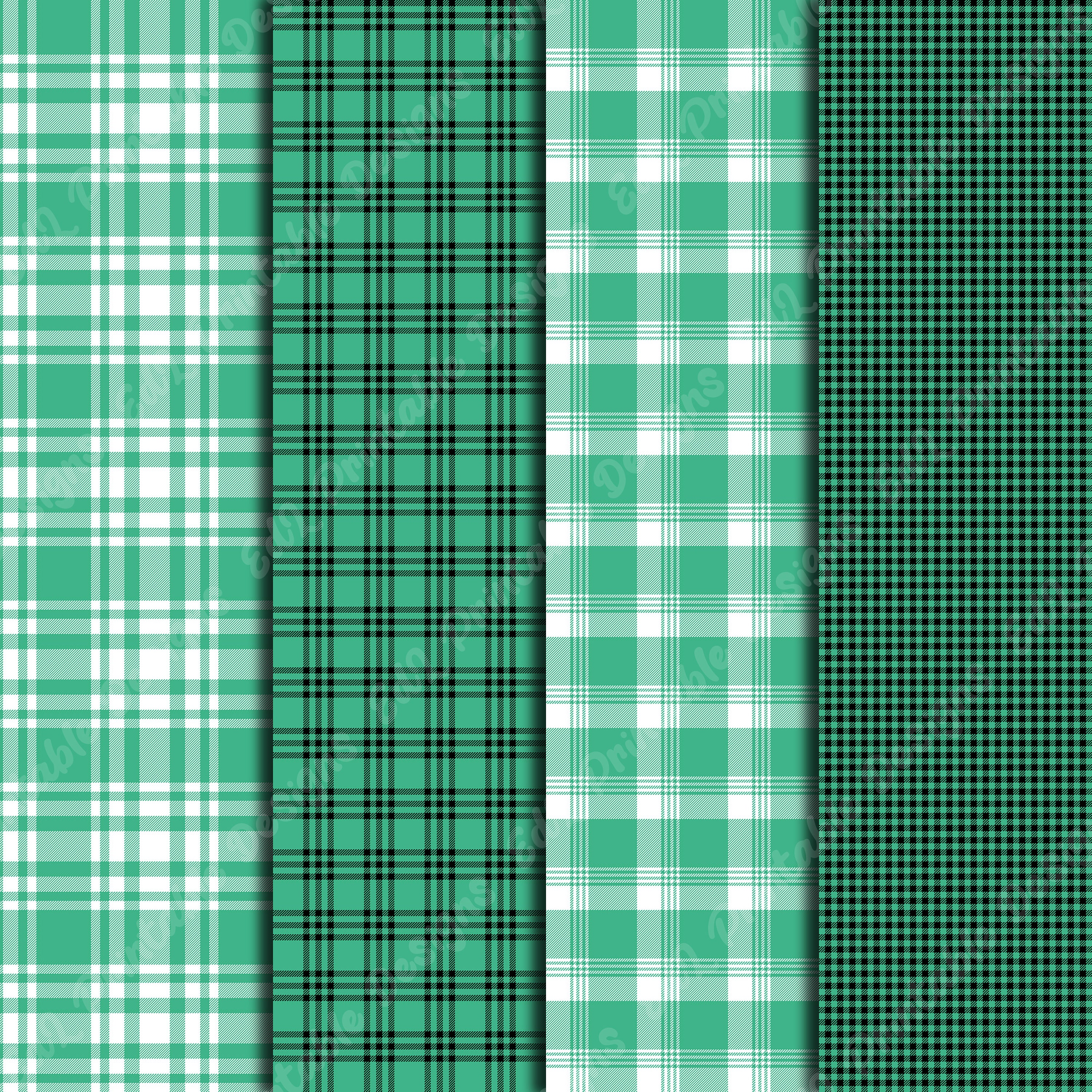 Mint Green Buffalo Plaid Digital Paper, Tartan, Scottish, Lumberjack ...