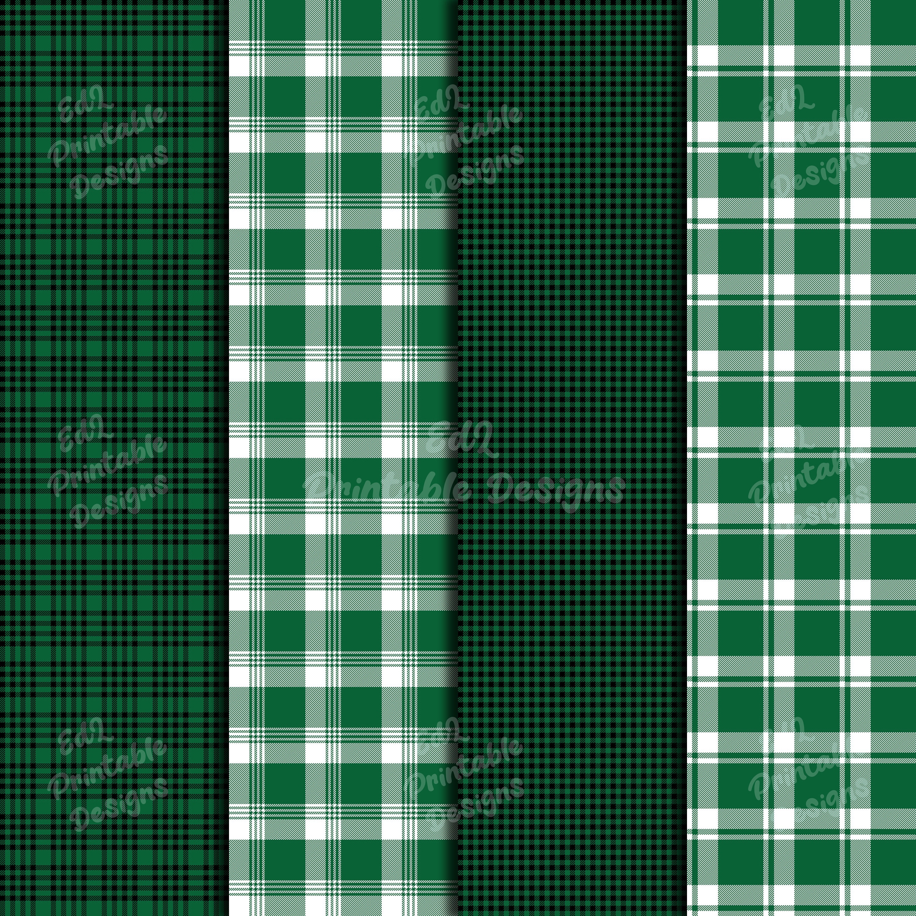 Green Buffalo Plaid Digital Paper Pack, Tartan Scrapbook Paper (set of ...