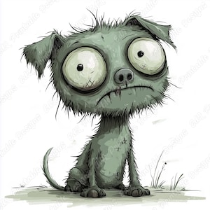 20 Strange Zombie Dog Clip Art, Quirky Dog Printable Image, Whimsical ...