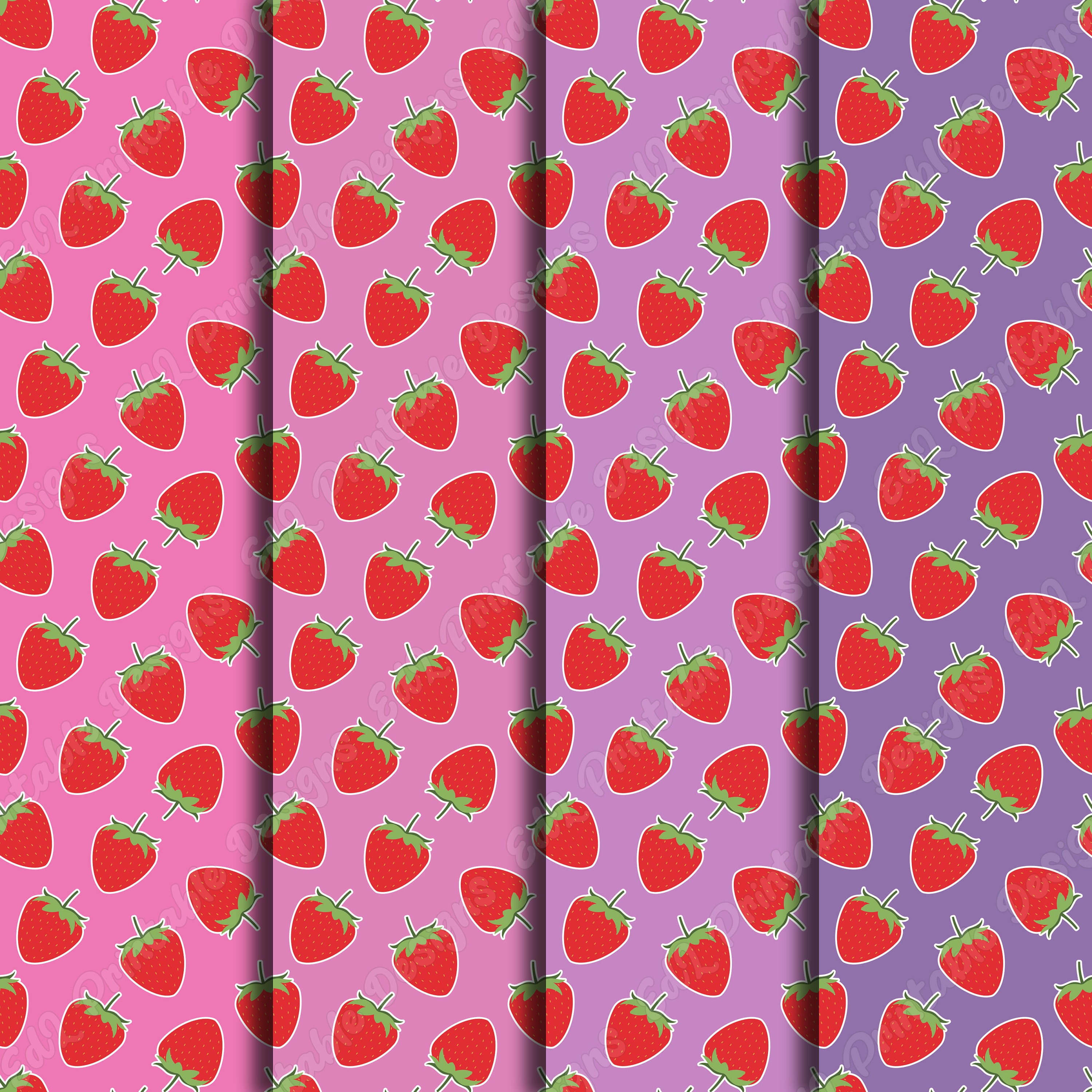 Strawberry Pattern Digital Paper, Summer Fruit Printable Background ...