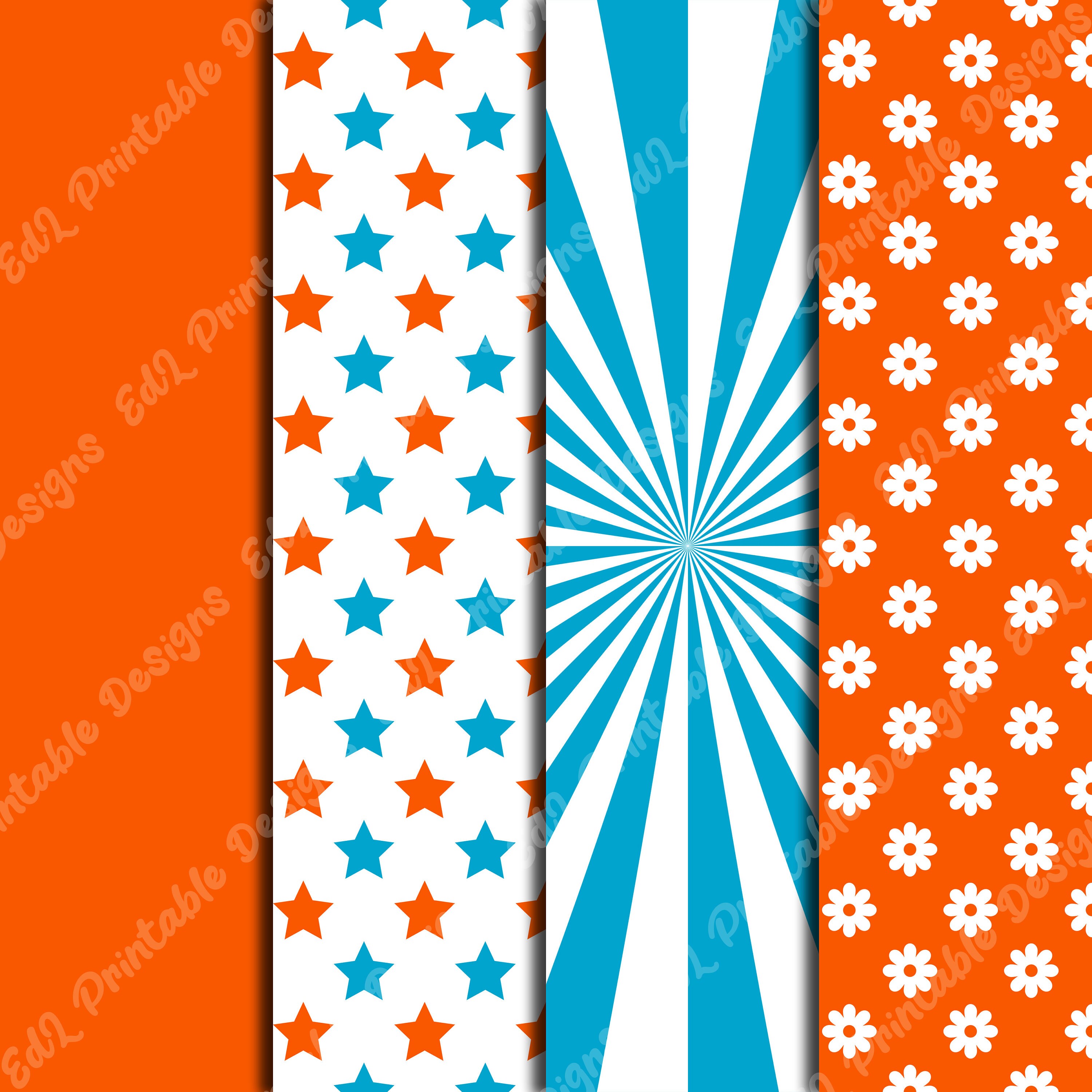Blue and Orange Colors Digital Paper, Blue and Orange Printable ...