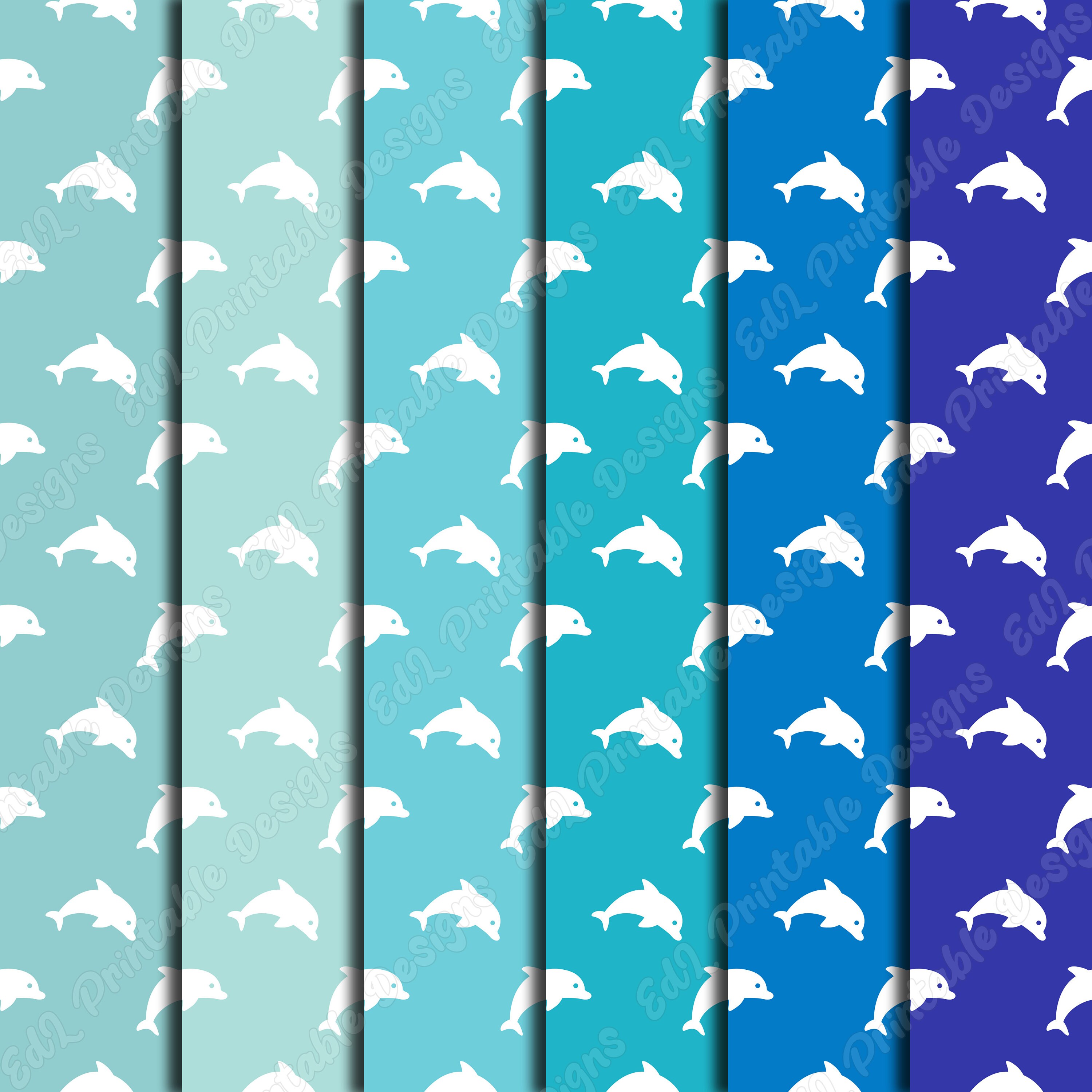 Dolphins Digital Paper, Whale Printable Background, Sea Animal ...
