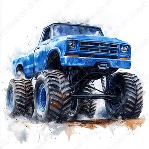 Watercolor Monster Truck Clip Art, off Road Car Printable (JPG Bundle ...