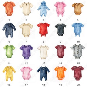 20 Watercolor Baby Grow Clip Art, Baby Onesie Printable Images, Baby ...