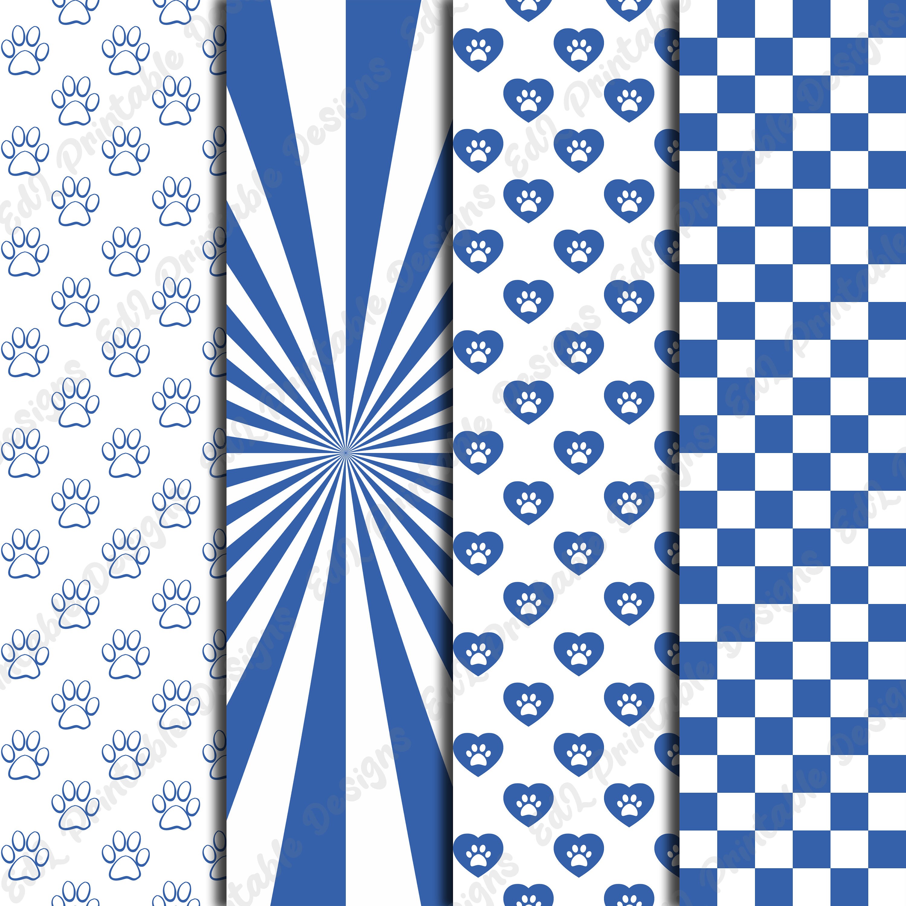 White and Blue Dog Patterns Digital Paper, Animal Prints Background ...