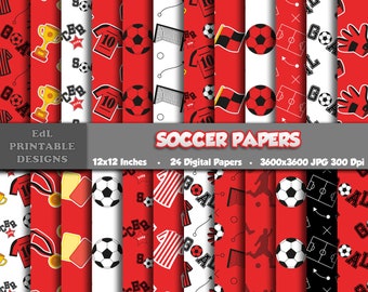 Soccer Digital Paper, Football Printable Background, Green Soccer Ball ...