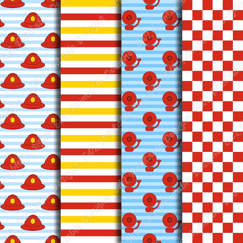 Firefighter Digital Paper, Fire Truck Printable Background, Fire Man ...