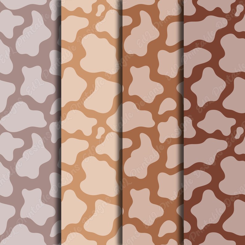 Tinted Cow Print Digital Paper, Animal Print Printable Background ...