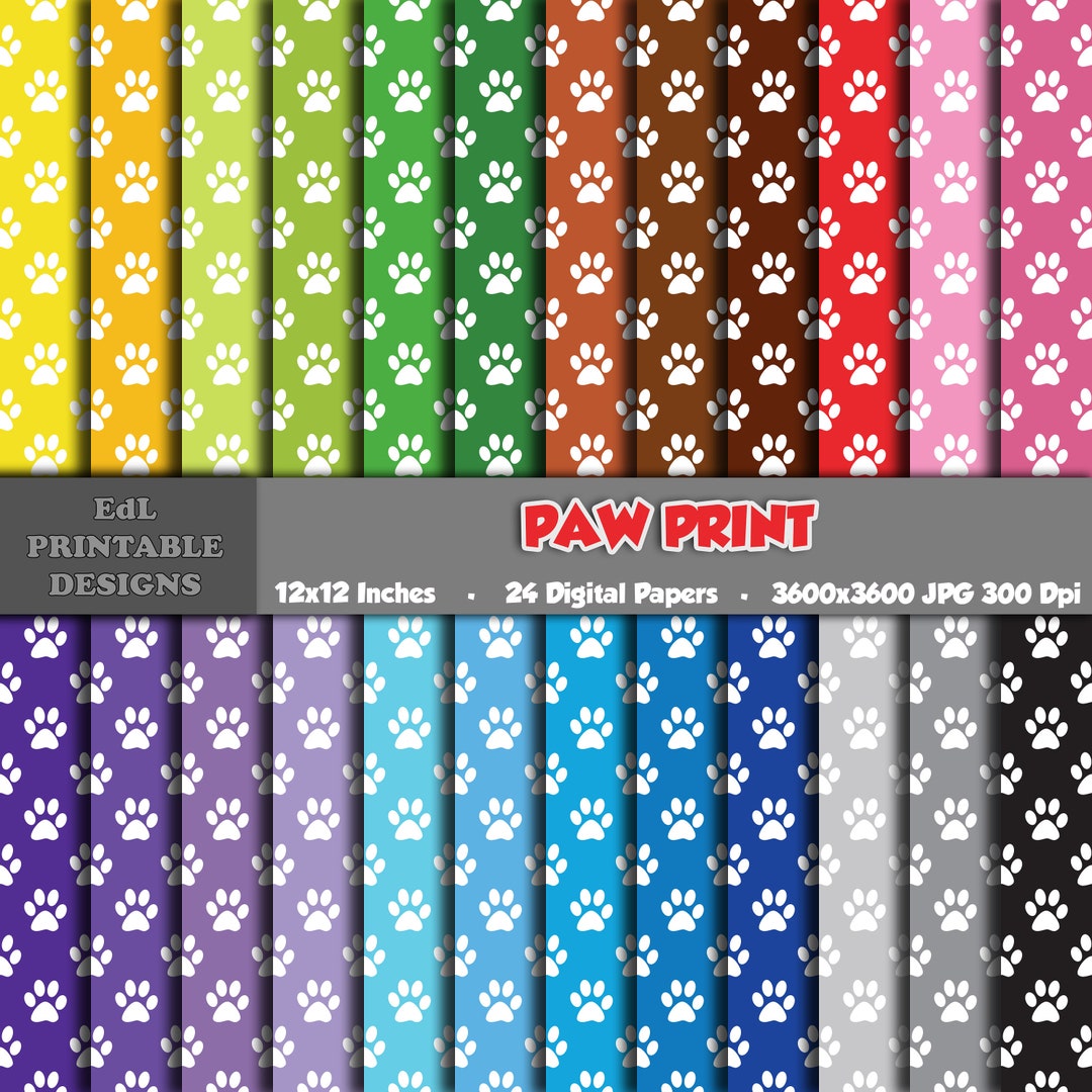 Paw Print Digital Paper Pack, Animal Paw Printable Background ...