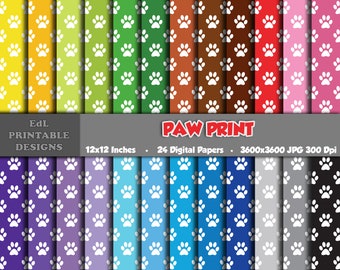 Paw Print Confetti Digital Paper, Animal Paw Printable Background ...