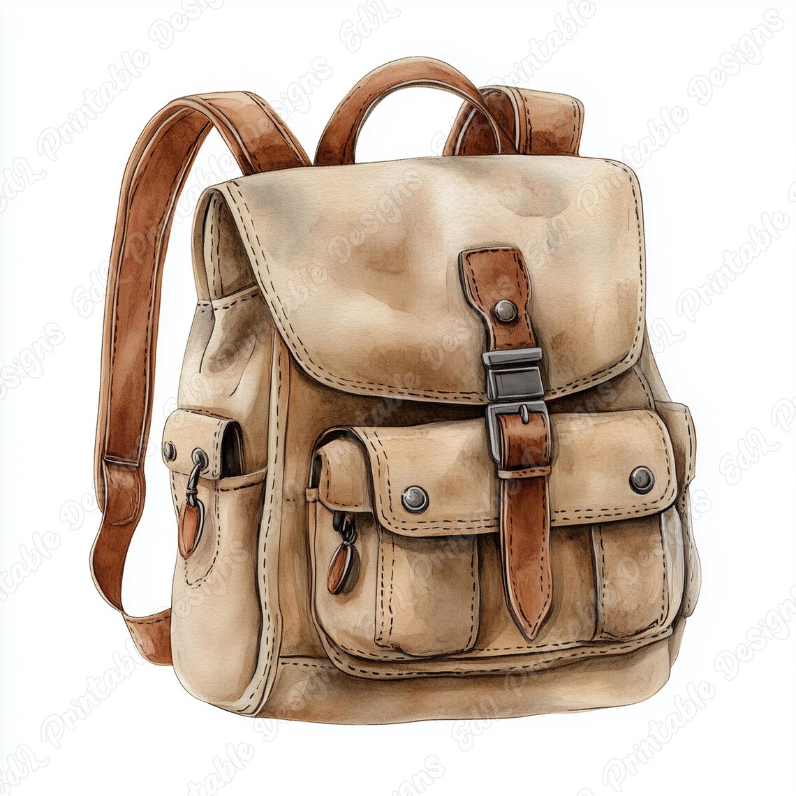 Watercolor Backpack Clip Art, School Bag Illustrations (JPG Digital ...