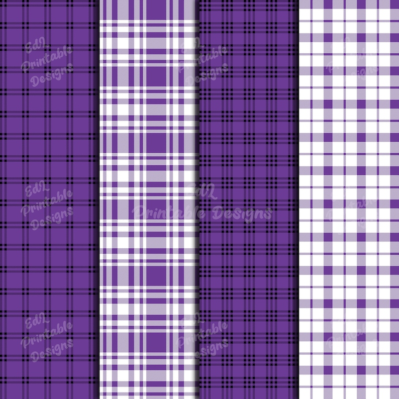 Purple Buffalo Plaid Digital Paper Pack, Printable Background Papers ...