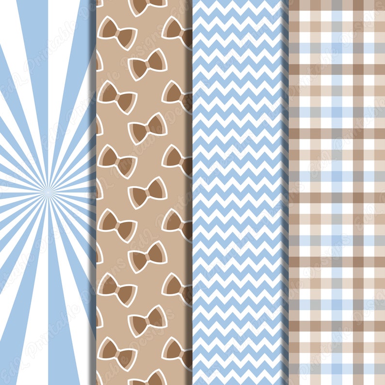 Blue & Brown Teddy Bear Digital Paper, Nursery Scrapbook (digital ...