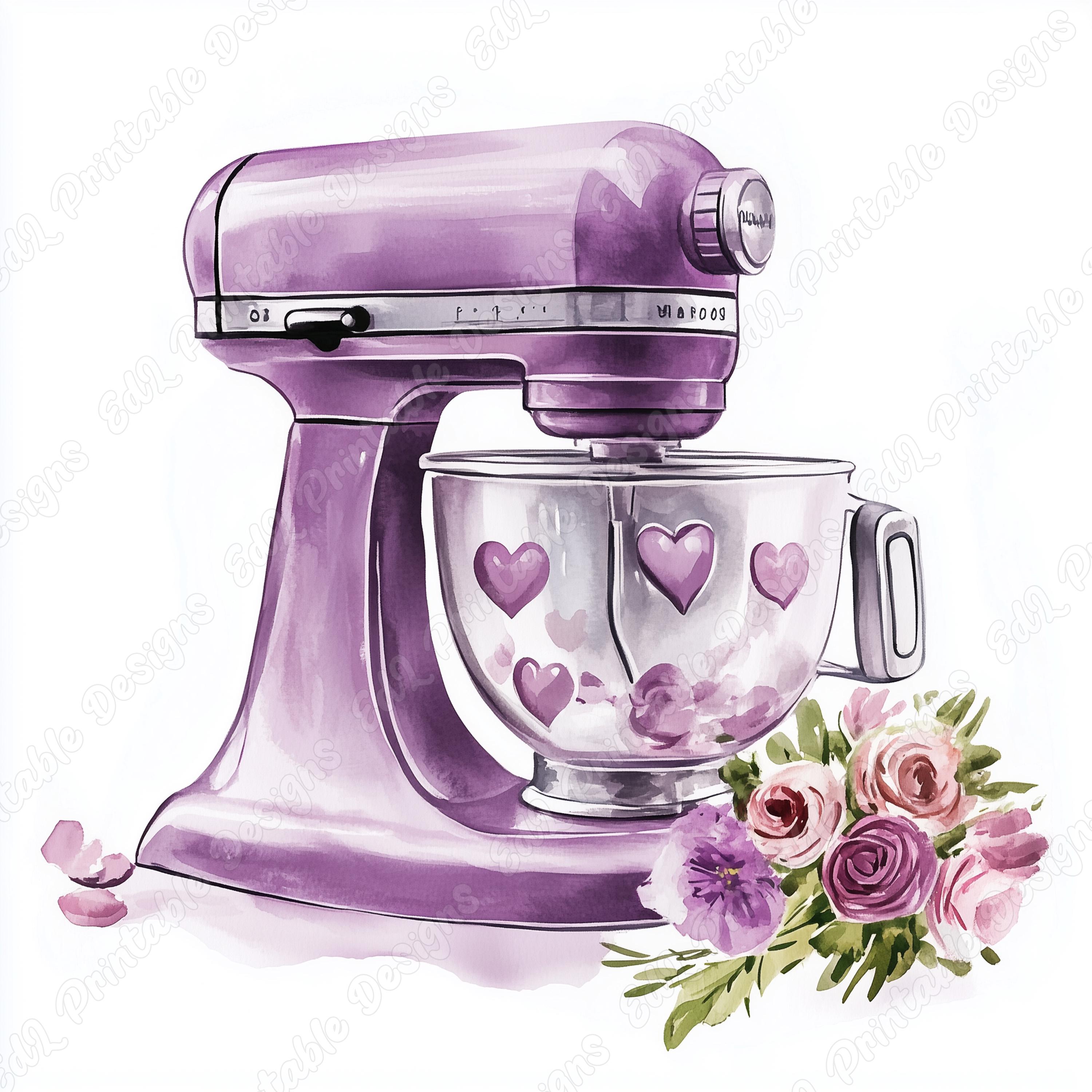 Floral Stand Mixer Clip Art, Retro Kitchen Printable (JPG) - Etsy