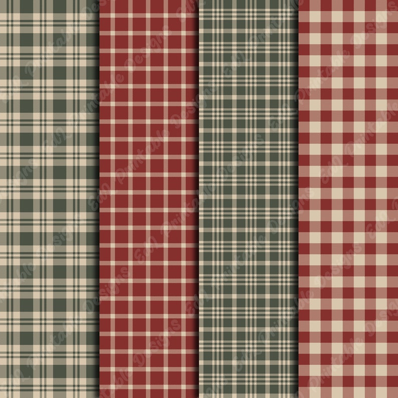 Christmas Buffalo Plaid Digital Paper, Green and Red Tartan (digital ...